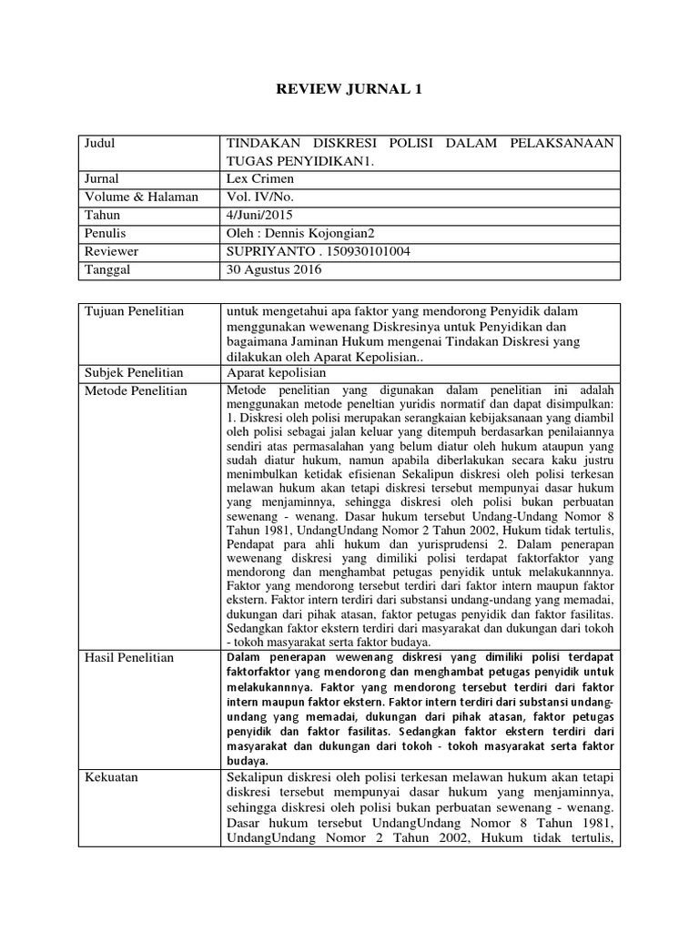Contoh Review Jurnal | PDF