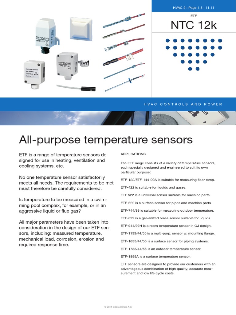 NTC 12k: © 2011 OJ Electronics A/S | PDF | Hvac | Thermometer