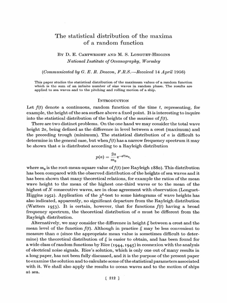 Cartwright Longuet | PDF | Spectral Density | Waves
