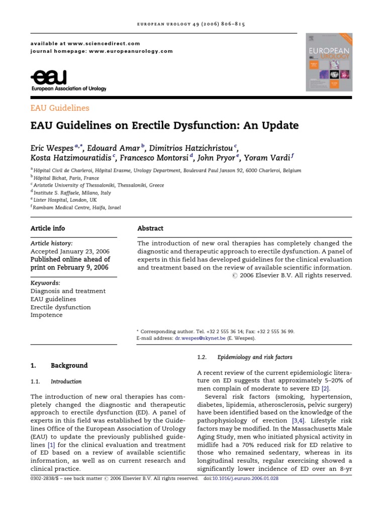 Wespes Et Al. Eur Urol 2006-49-806 815. EAU Guidelines On Erectile ...