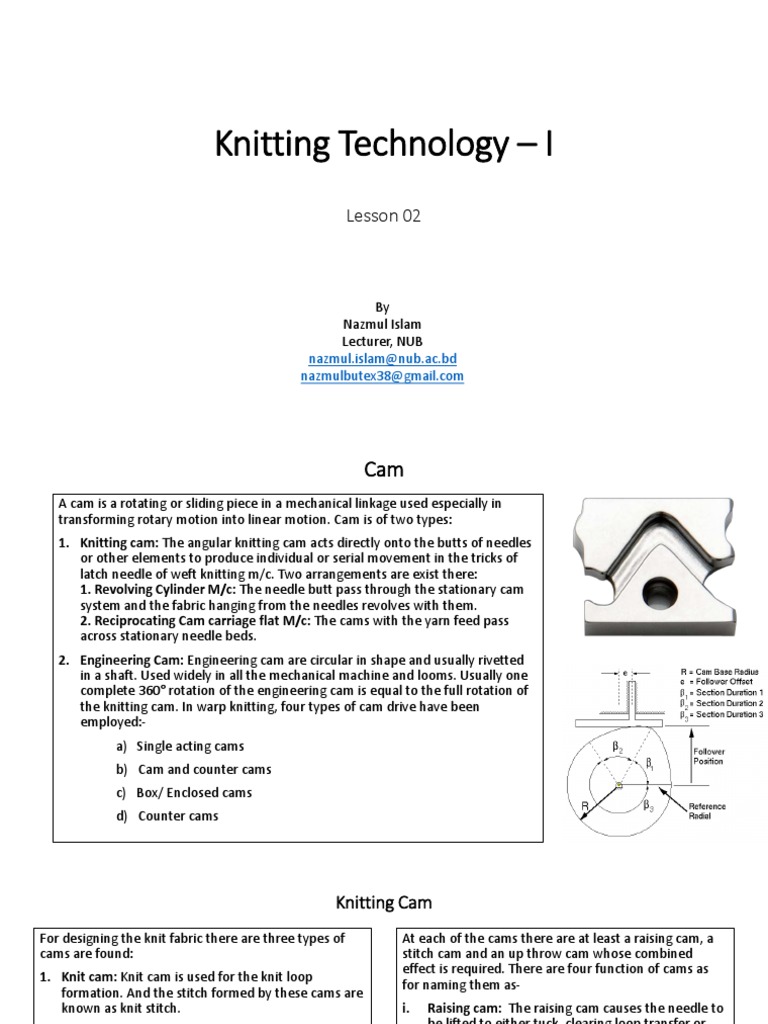 Types of Knitting Machine Cams | PDF | Knitting | Textiles