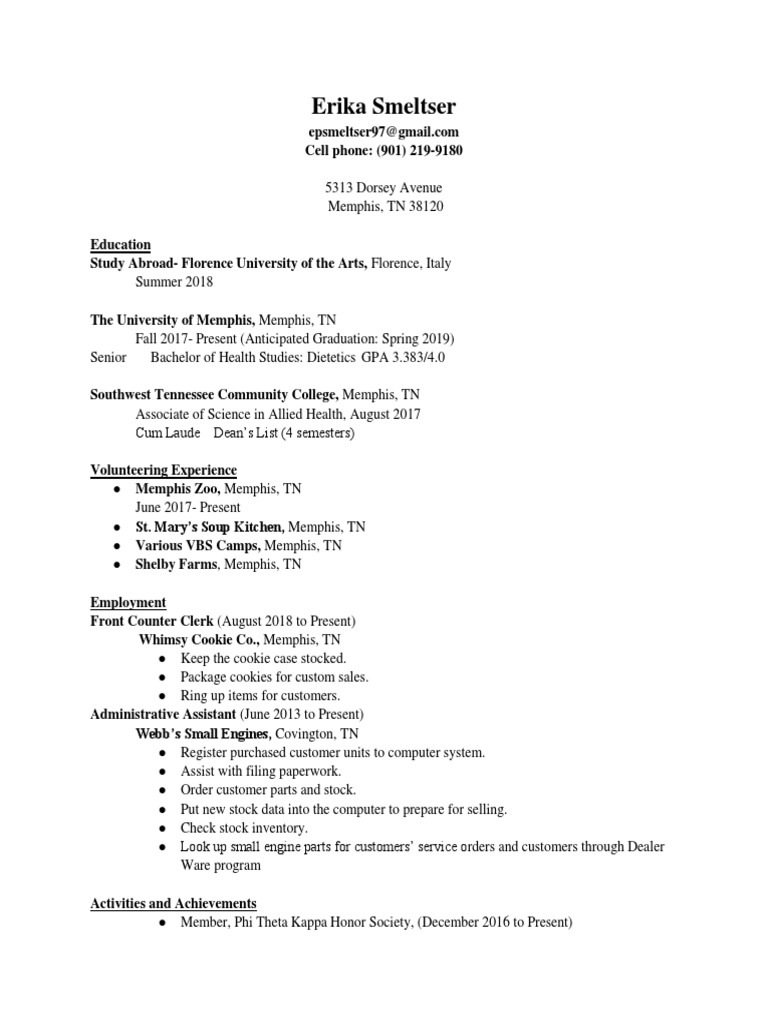 Erika Smeltser Resume 8 | PDF