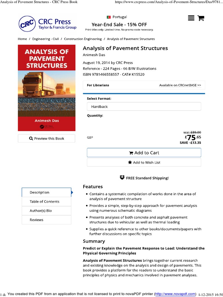 Analysis of Pavement Structures - CRC Press Book | PDF