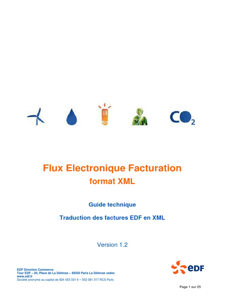 Guide de Facturation Électronique EDF XML | PDF | Facture | XML