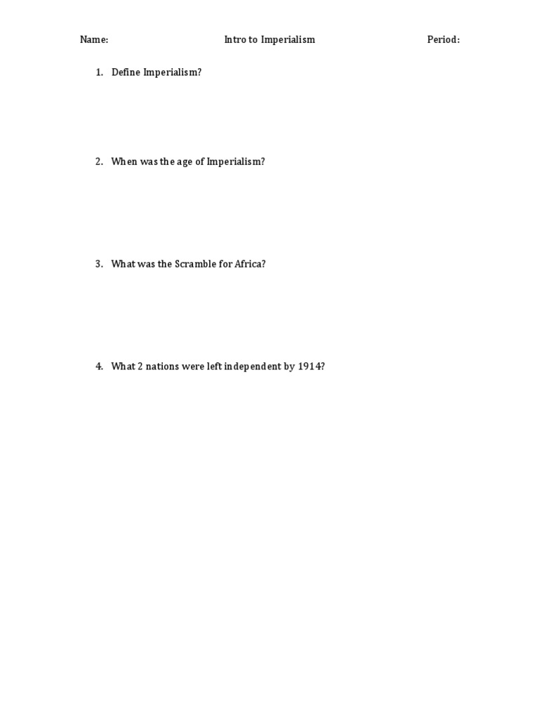 Intro To Imperialism Lecture Notes | PDF