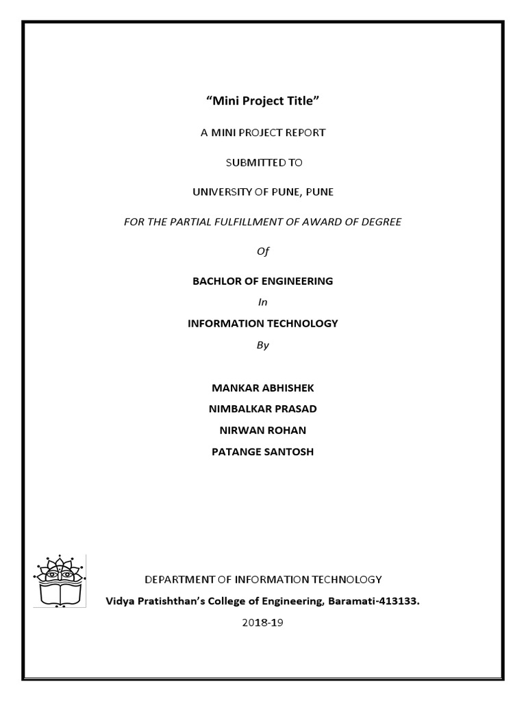 "Mini Project Title": A Mini Project Report Submitted To University of ...