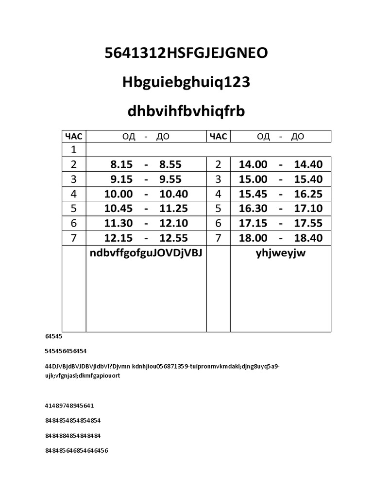 Daily Schedule Time Slots | PDF