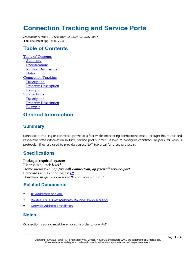 Connection Tracking and Service Ports | PDF | Transmission Control ...