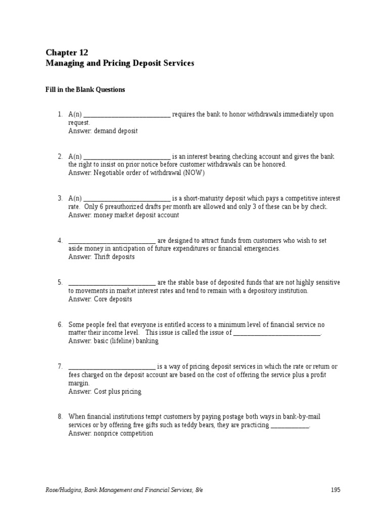 Chap012 Quiz PDF | PDF | Certificate Of Deposit | Deposit Account