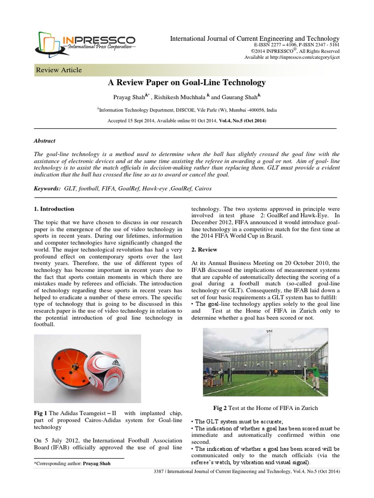 A Review Paper On Goal-Line Technology | PDF | Association Football ...
