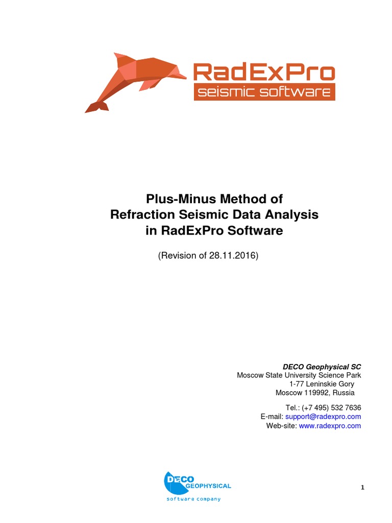 Plus-Minus Method of Refraction Seismic Data Analysis in RadExPro Software | PDF | Reflection ...