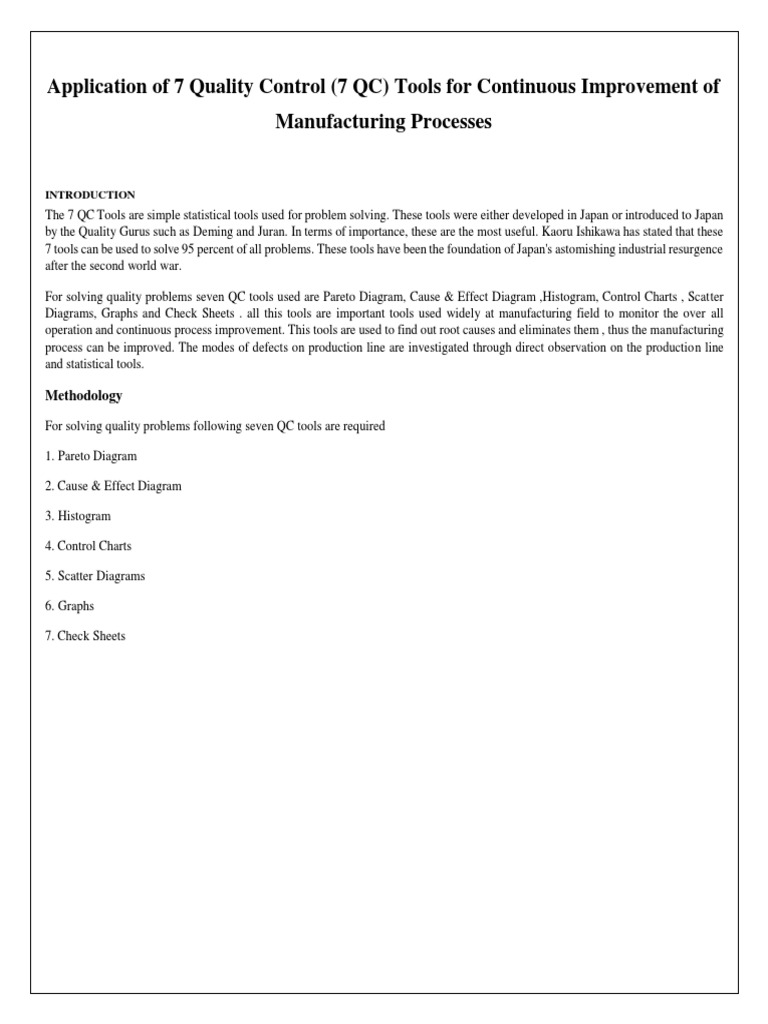 Application of 7 Quality Control (7 QC) Tools For Continuous ...