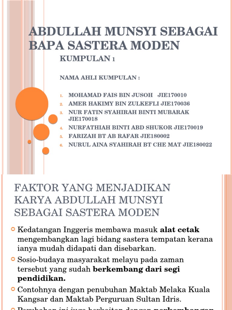 Abdullah Munsyi Sebagai Bapa Sastera Moden | PDF