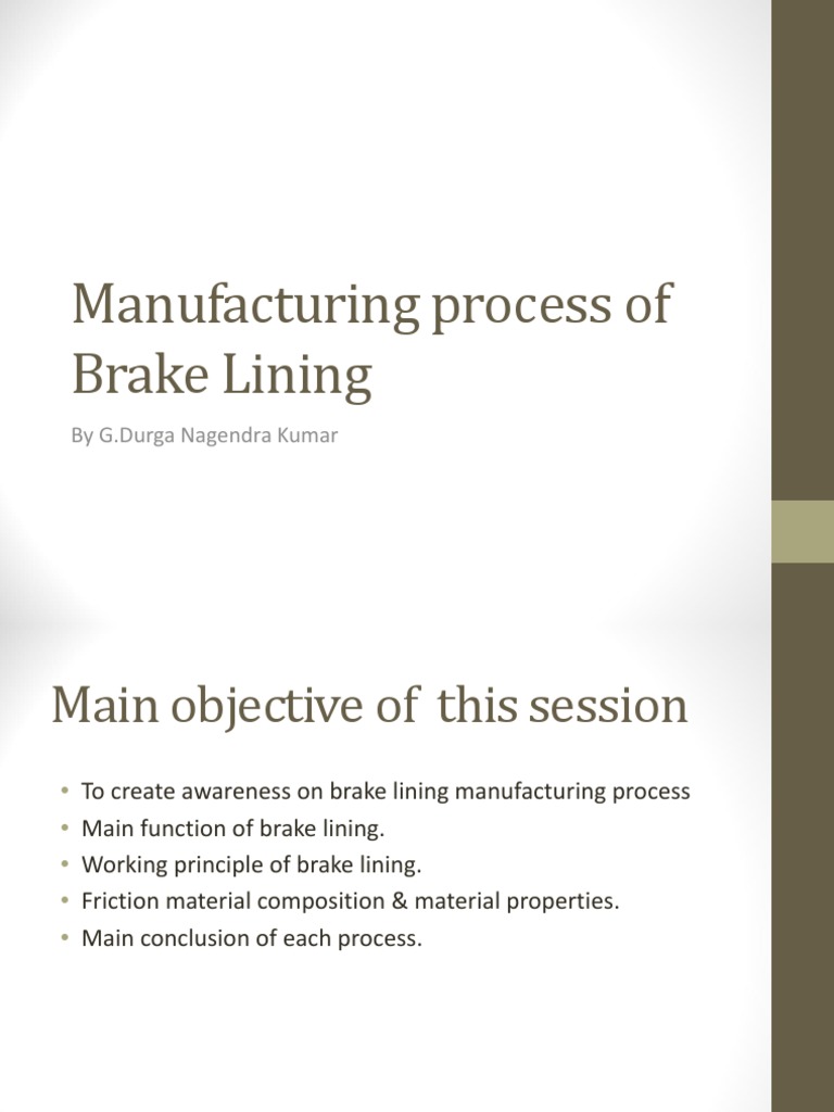 Manufacturing Process of Brakelining | PDF | Friction | Brake