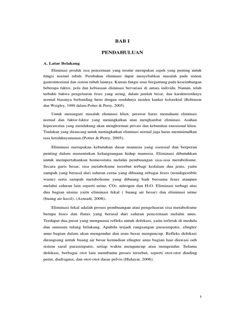 Konsep, Teori Dan Asuhan Keperawatan Pemenuhan Kebutuhan Eliminasi - (KDM II) | PDF