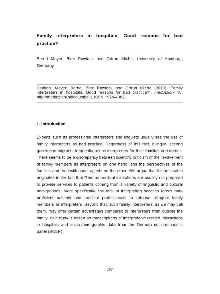 Family Interpreters in Hospitals | PDF | Language Interpretation ...