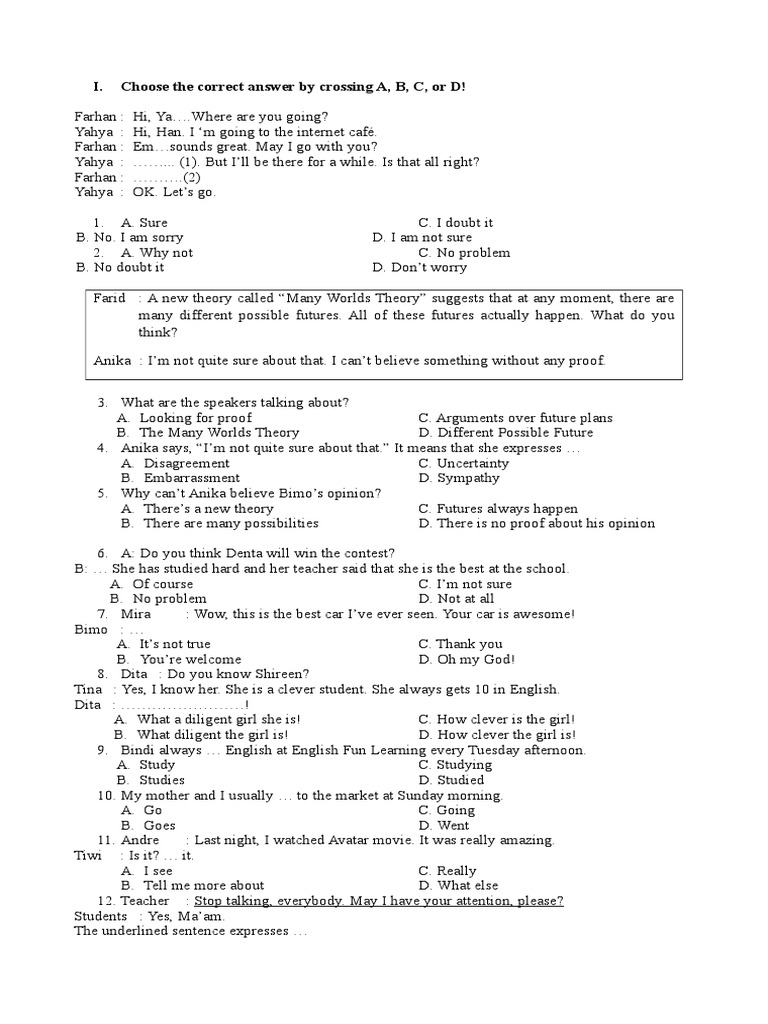 I. Choose The Correct Answer by Crossing A, B, C, or D! | PDF | Dolphin ...