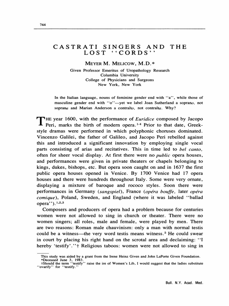 Castrati Singers Lost "'CORDS"9: and The | PDF | Opera | Vocal Music