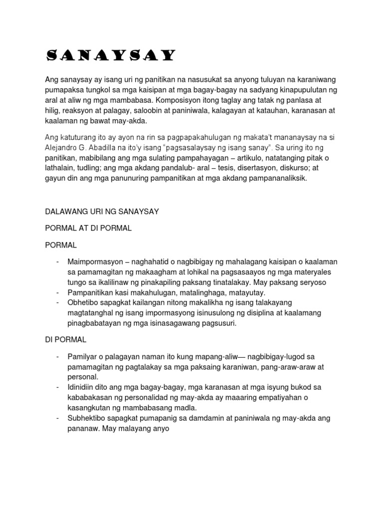 SANAYSAY | PDF