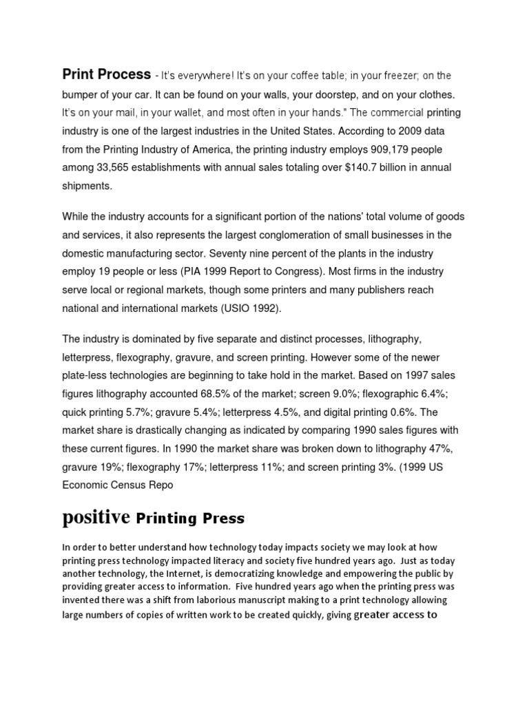Positive: Print Process | PDF | Written Communication | Industrial ...