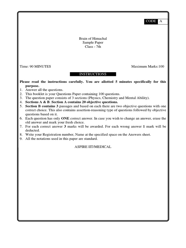 Class 7th Brain of Shimla Final PDF | PDF | Triangle | Magnesium