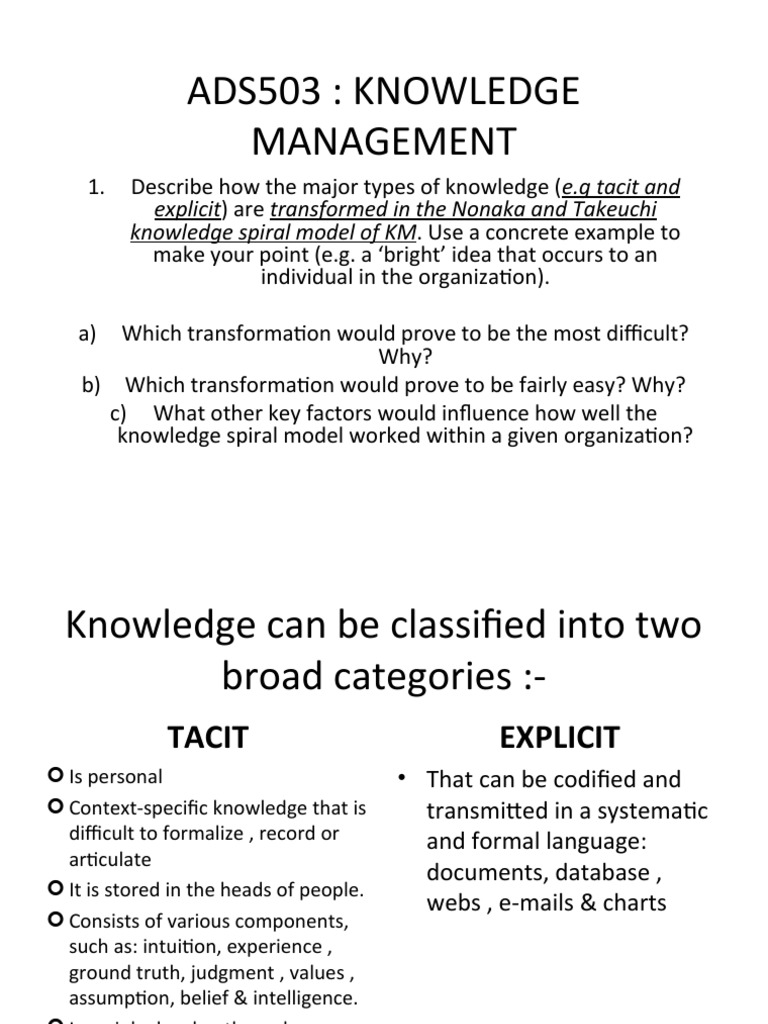 Knowledge Management | PDF | Tacit Knowledge | Knowledge Management