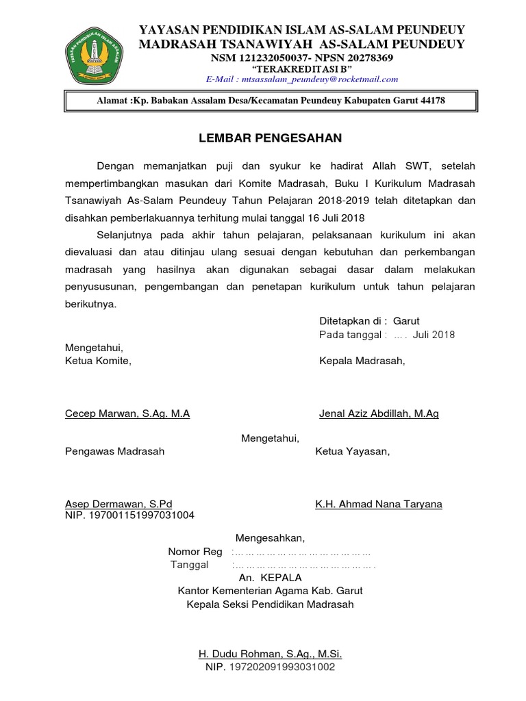 Lembar Pengesahan BUKU 1 2 3 | PDF