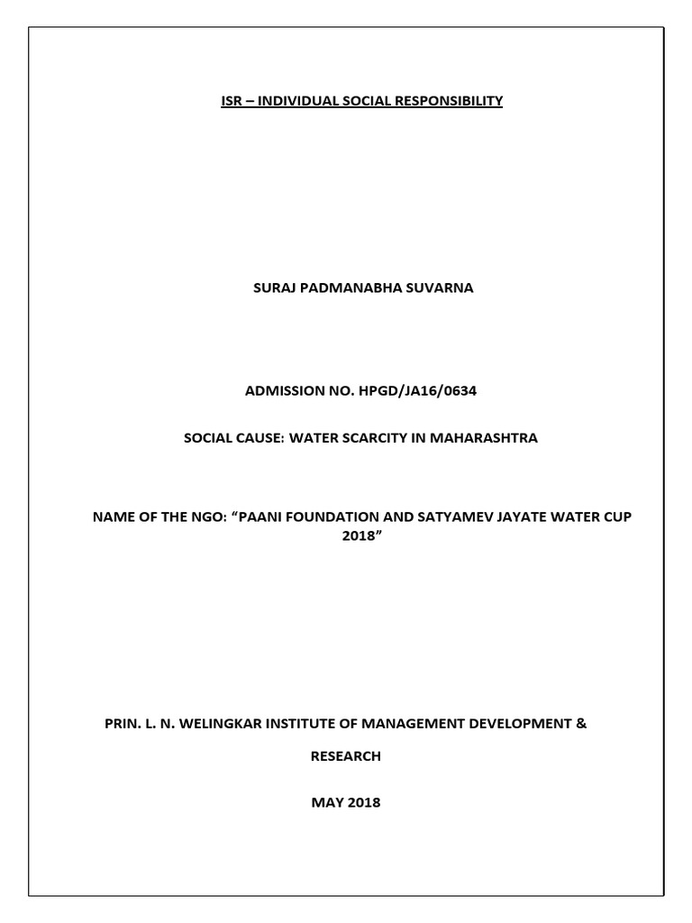 ISR Project - Water Scarcity in Maharashtra | PDF | Water Scarcity | Water