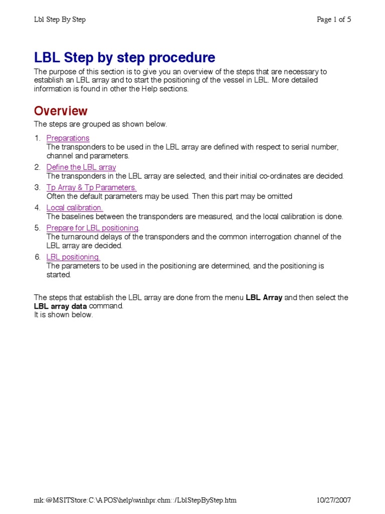 LBL Step by Step Procedure: Preparations | PDF | Parameter (Computer ...