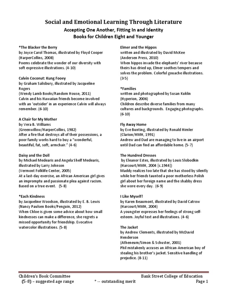 Sel Booklist Bank Street | PDF