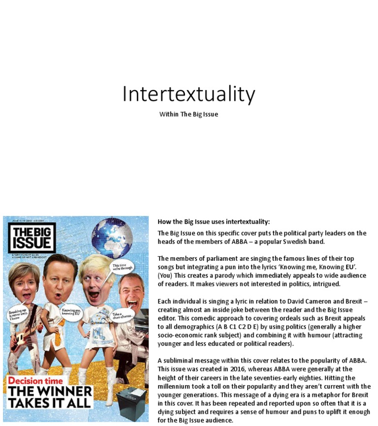 Intertextuality: Within The Big Issue