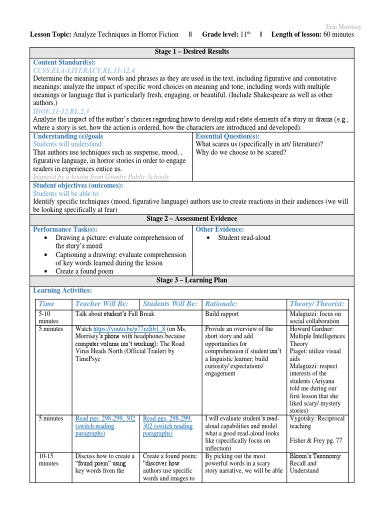 Lesson Plan 3 | PDF | Reading Comprehension | Behavior Modification