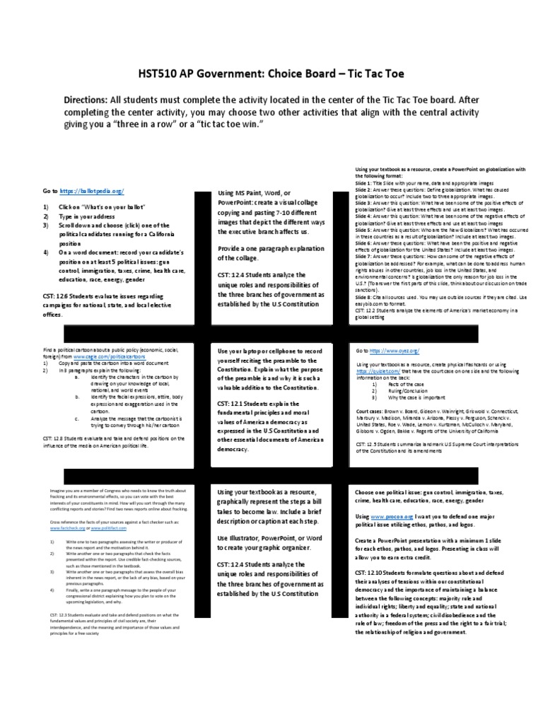 Ap Government - Choice Board | PDF | Liberty | United States Constitution