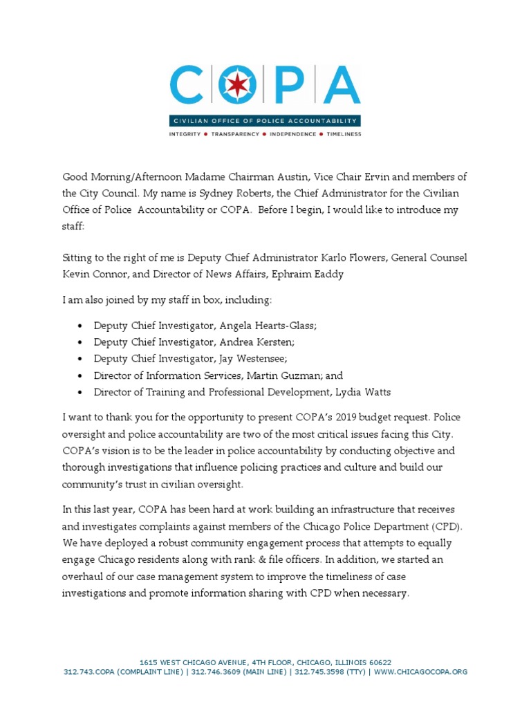 060 - COPA 2019 Statement | PDF | Police | Government