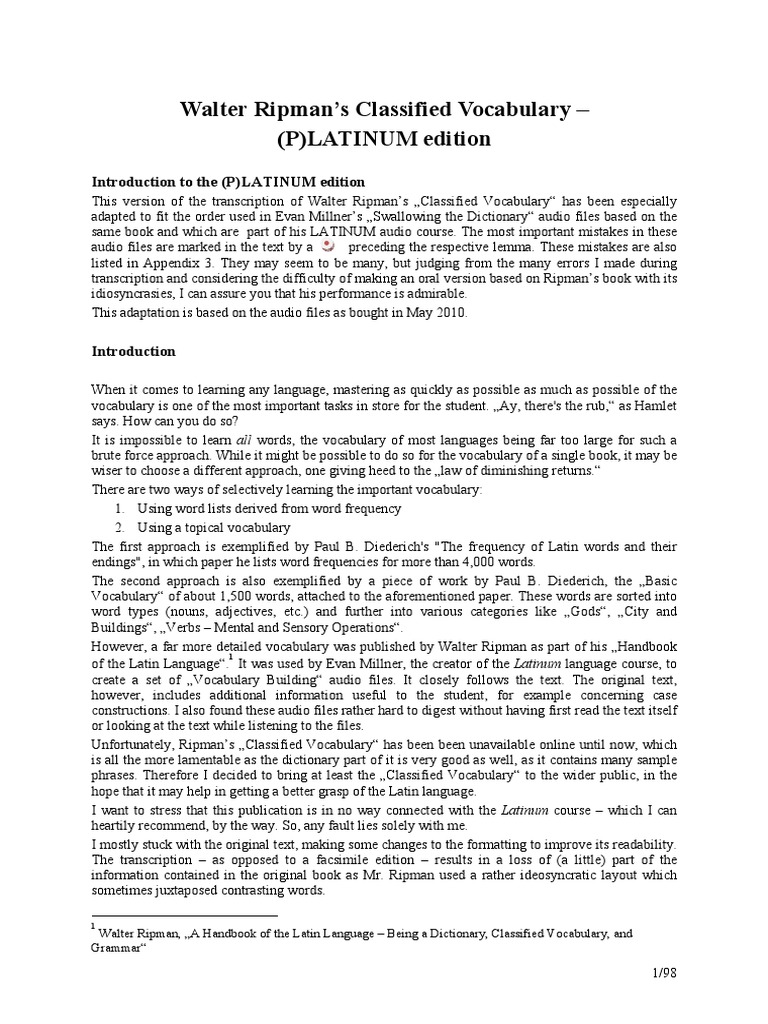 Ripman PLATINUM PDF | PDF | Funeral | Vocabulary