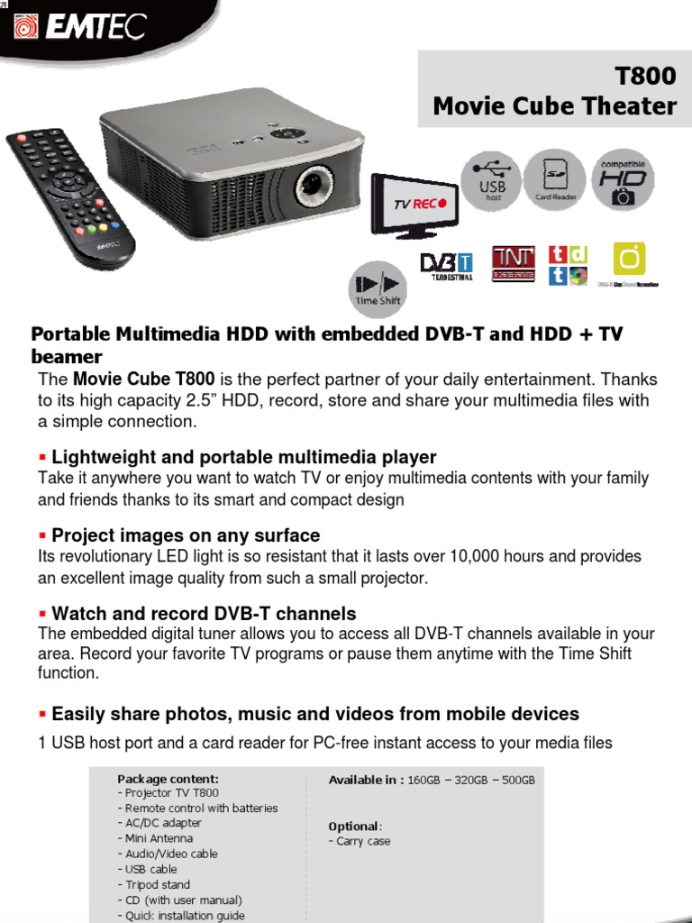 T800 Movie Cube Theater: Portable Multimedia HDD With Embedded DVB-T ...