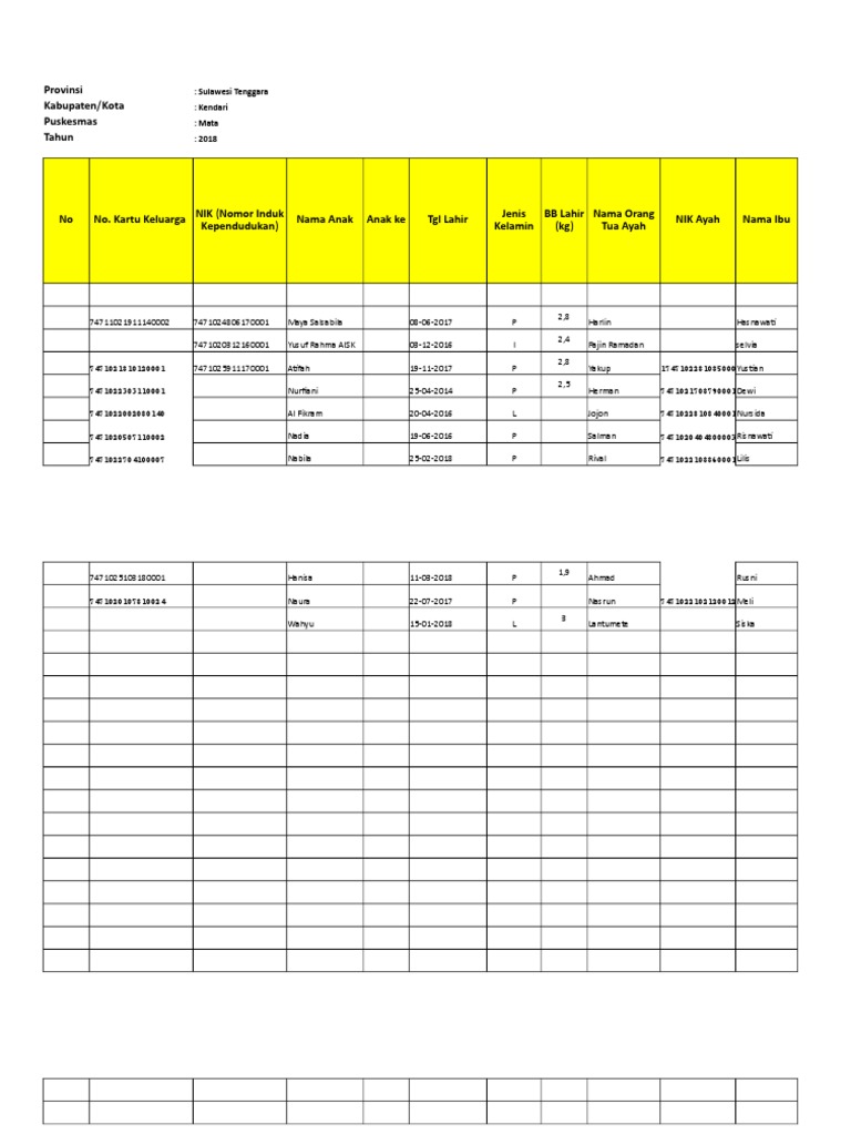 1.form Data Sasaran Balita | PDF