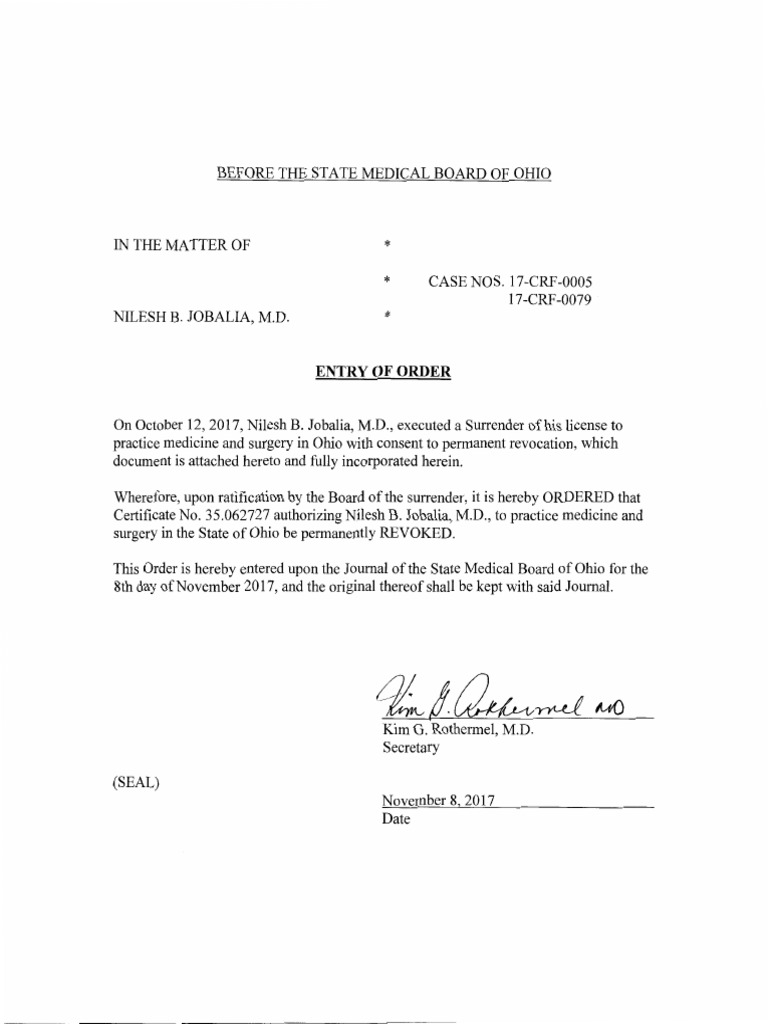 Dr. Nilesh Jobalia Discipline Orders | PDF