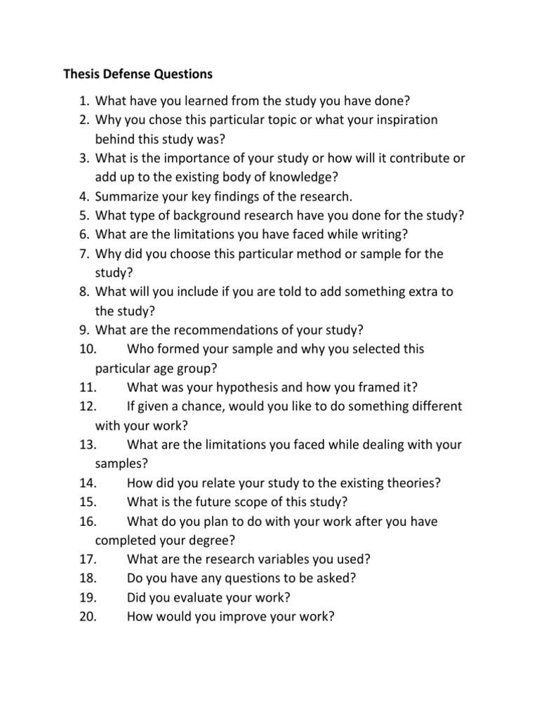 Thesis Defense Questions | Download Free PDF | Thesis | Truth