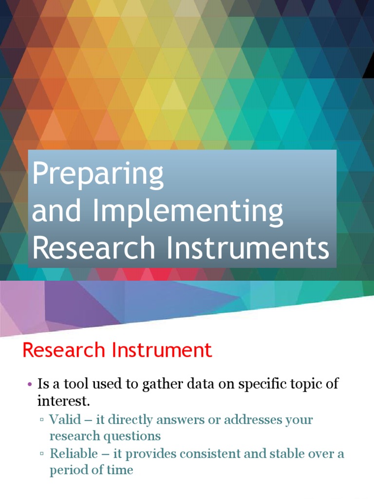 Preparing and Implementing Research Instruments | PDF | Observation | Questionnaire
