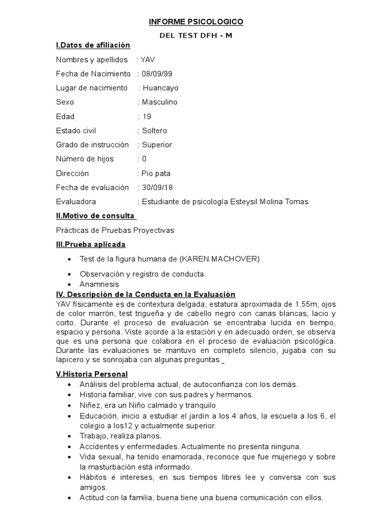 DFH de Machover Correccion | PDF | Teoría de apego | Autoestima