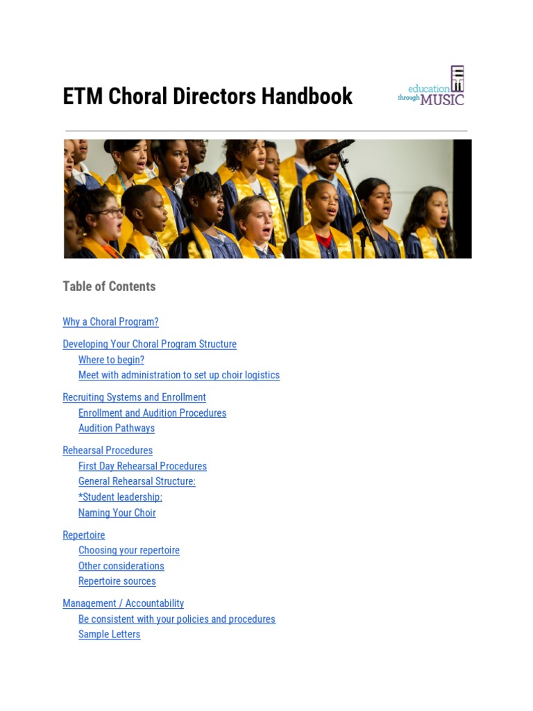 Choral Directors Handbook | PDF | Choir | Conducting