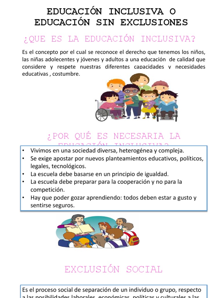 Educación Inclusiva o Educación Sin Exclusiones | PDF | Exclusión ...
