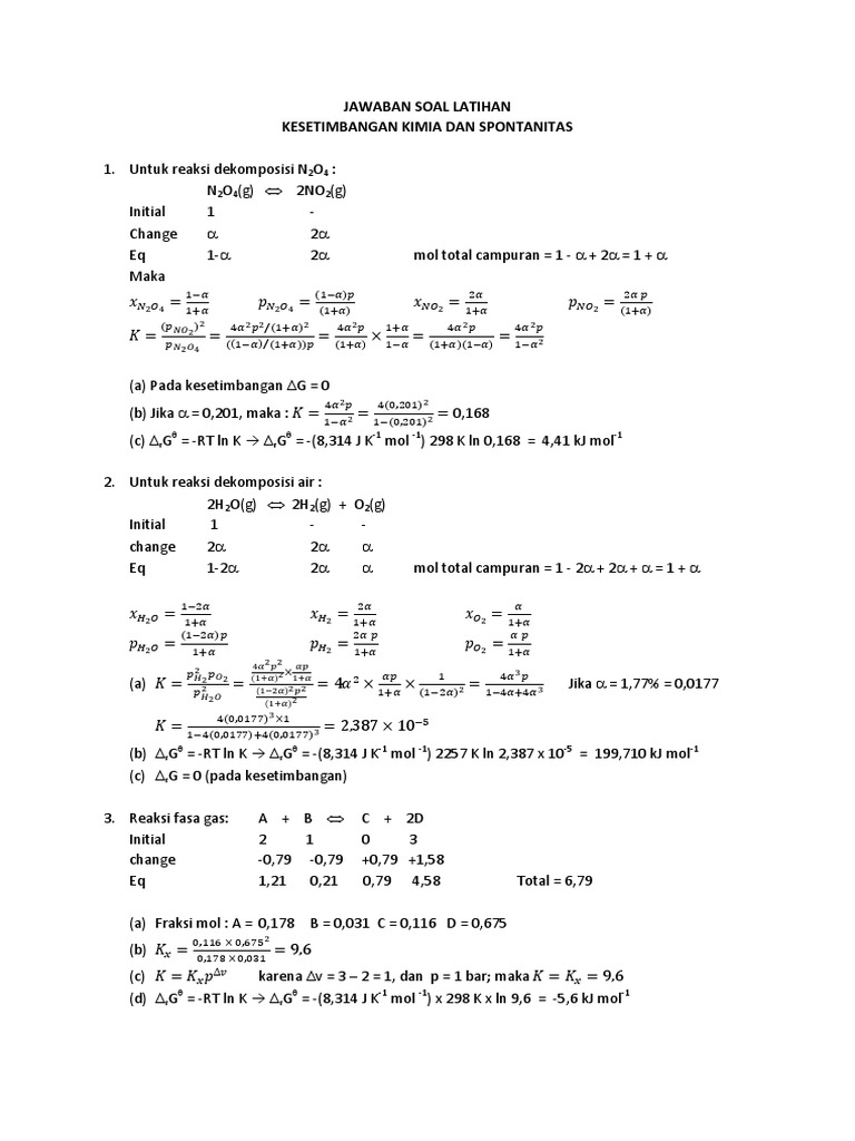 Jawaban Soal Latihan Chem Equilibrium PDF | PDF