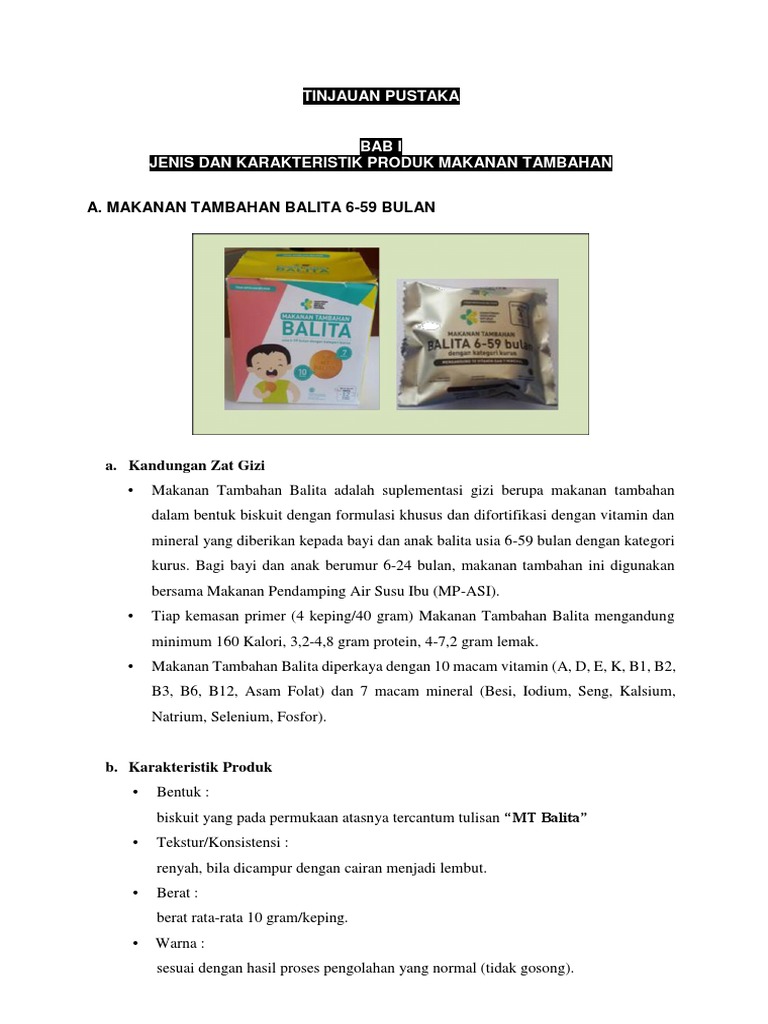 Jenis Dan Karakteristik Produk Makanan Tambahan | PDF