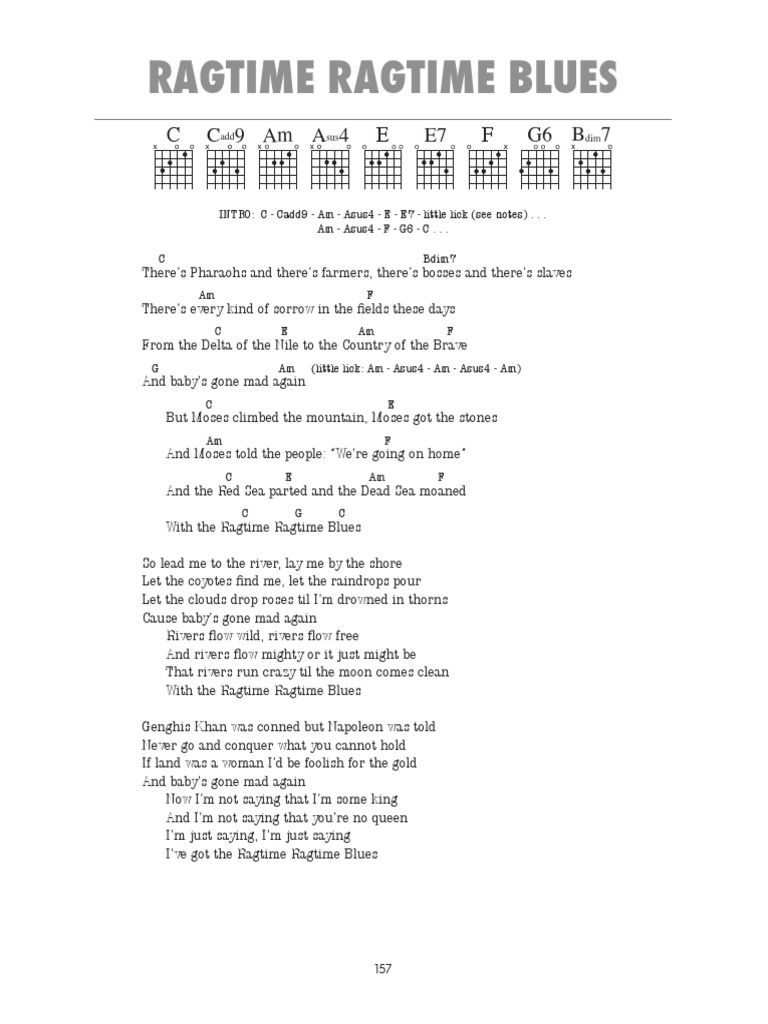 Ragtime Ragtime Blues: Am C C 9 A 4 E E7 F G6 B 7 | PDF | Guitars ...