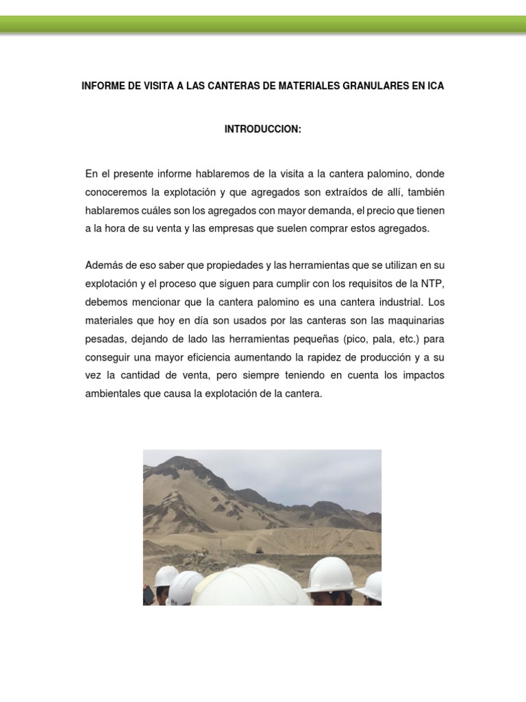 Informe de Canteras | PDF | Cantera | Hormigón