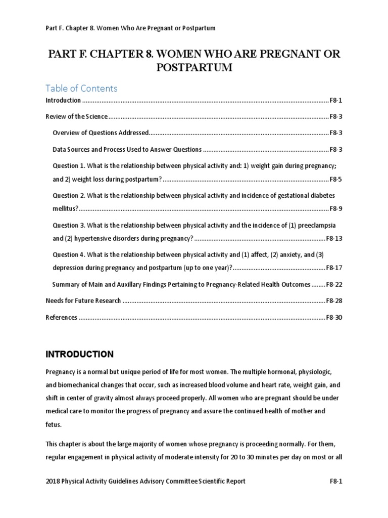 Physical Activity Guidelines for Pregnant and Postpartum Women | PDF ...