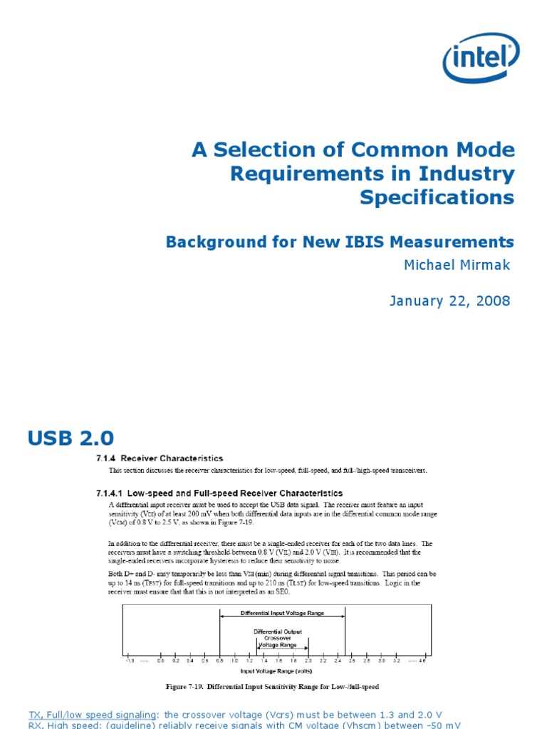 A Selection of Common Mode Requirements in Industry Specifications | PDF