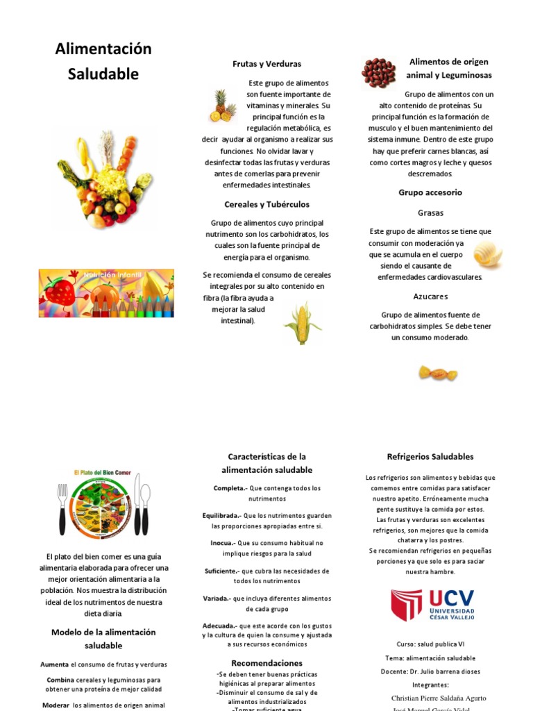 Alimentacion Saludable Triptico | Alimentos | Cereales